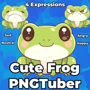 PNGTUBER Cute Frog With 4 Expressions. Vtuber Assets, Veadotube Model, Discord Reactive ...
