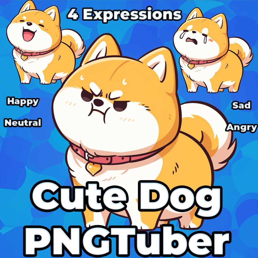 PNGTUBER Cute Dog With 4 Expressions. Vtuber Assets, Veadotube Model ...