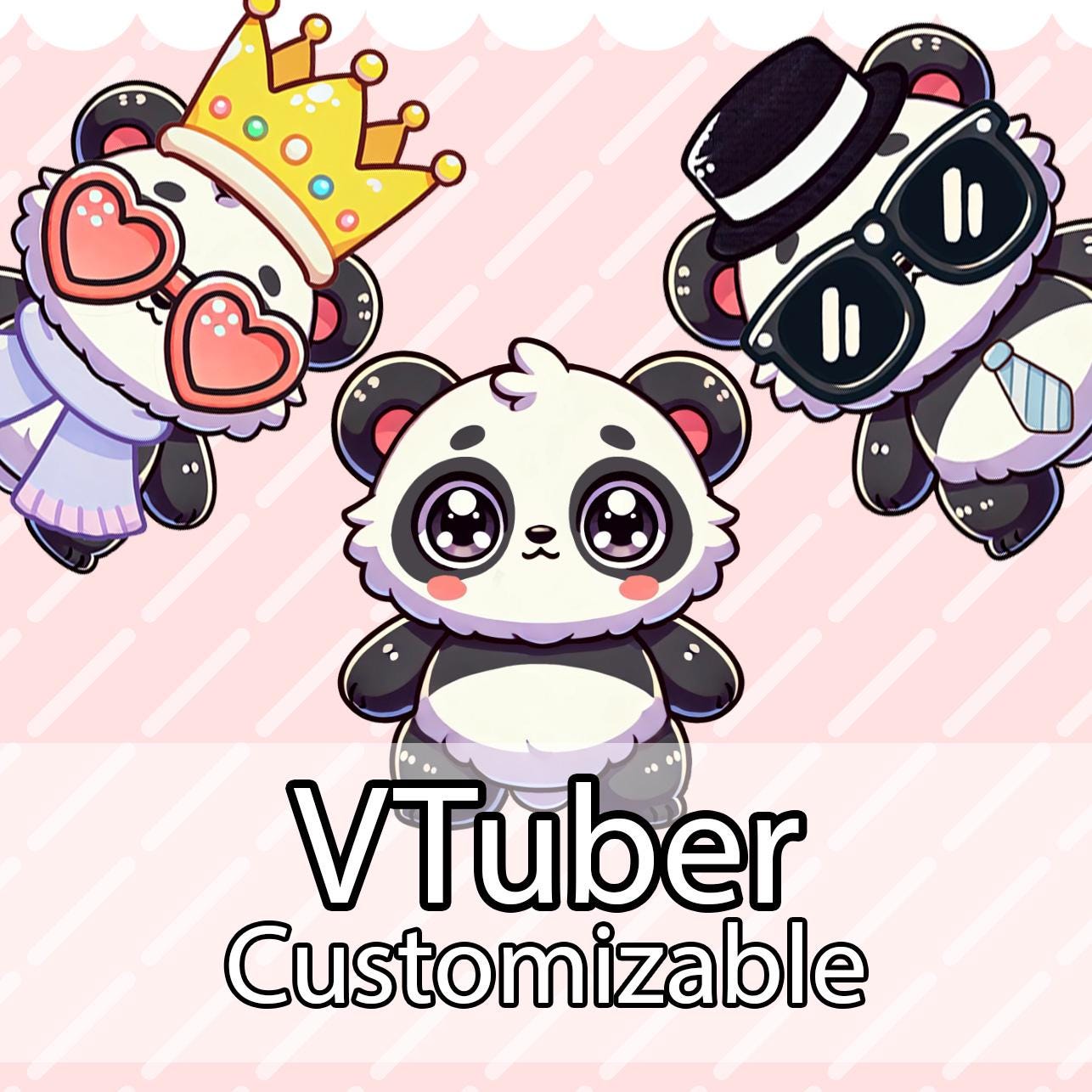 CUSTOMIZABLE VTUBER PANDA Ready to Use With Add-on Toggle-able Outfits ...