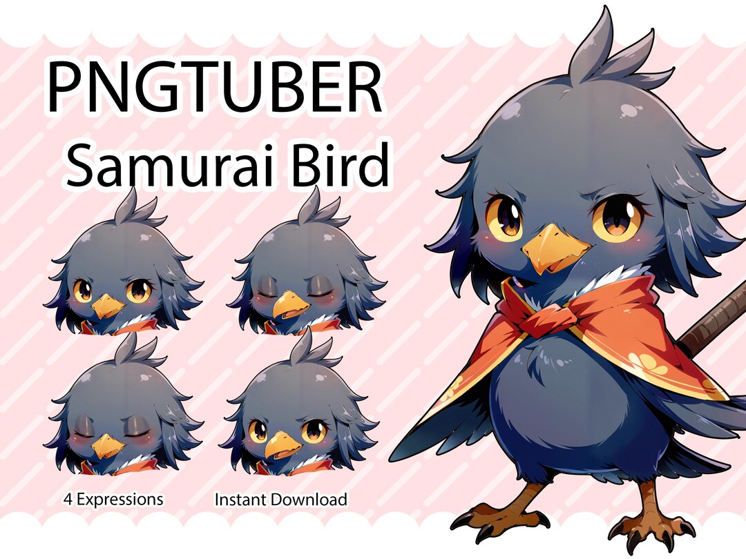 Pngtuber Samurai Bird - Discord Reactive & Vaedotube Mini - Etsy