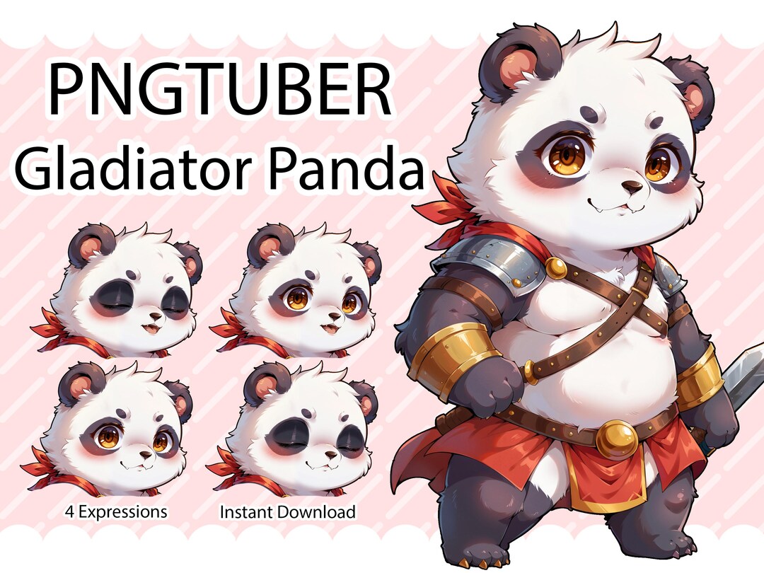 Pngtuber Gladiator Panda - Discord Reactive & Vaedotube Mini - Etsy