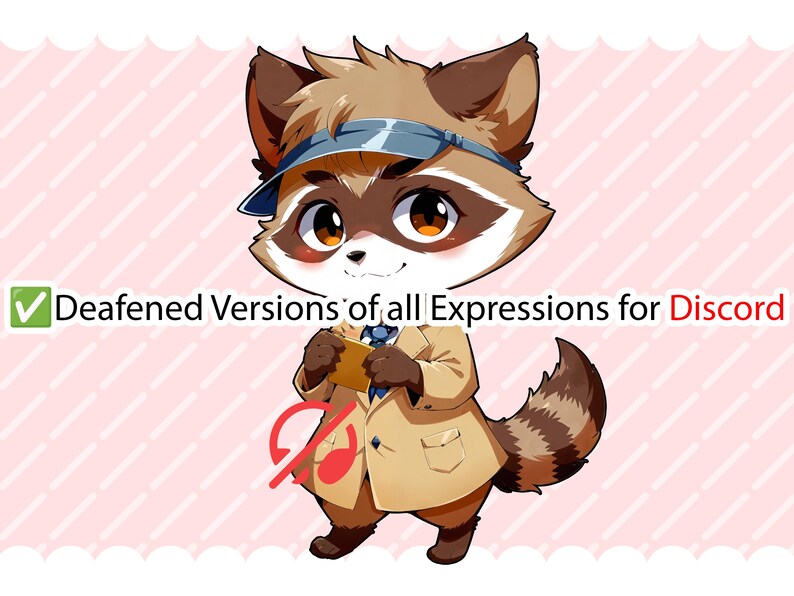 Pngtuber Detective Raccoon - Discord Reactive & Vaedotube Mini - Etsy