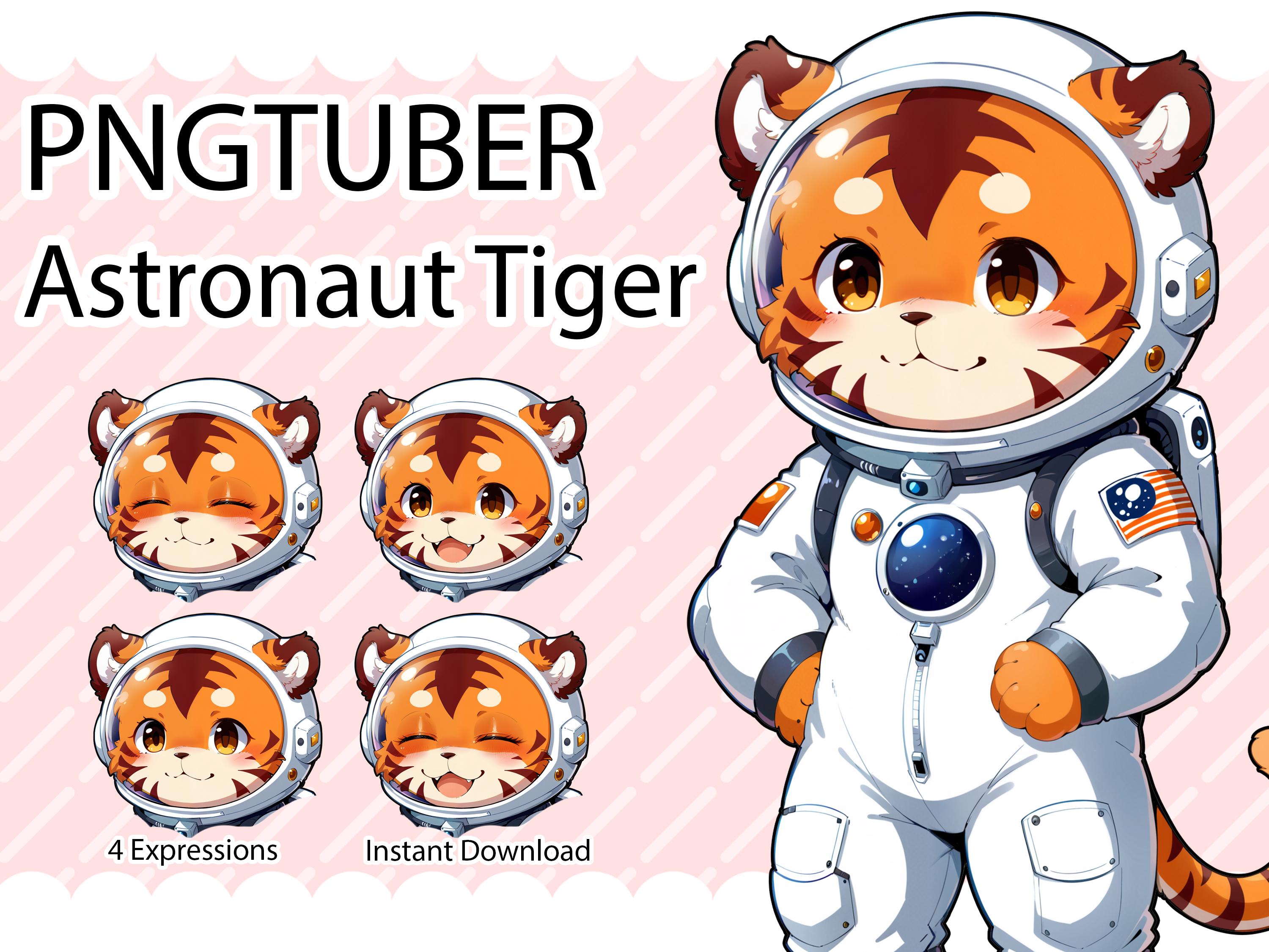 Pngtuber Astronaut Tiger - Discord Reactive & Vaedotube Mini - Etsy