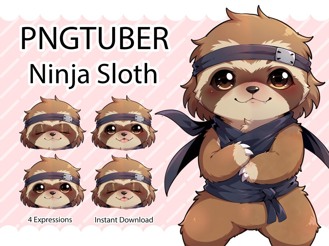 Pngtuber Ninja Sloth - Discord Reactive & Vaedotube Mini - Etsy
