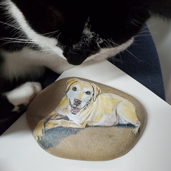 Dog Painting on Rock - Etsy
