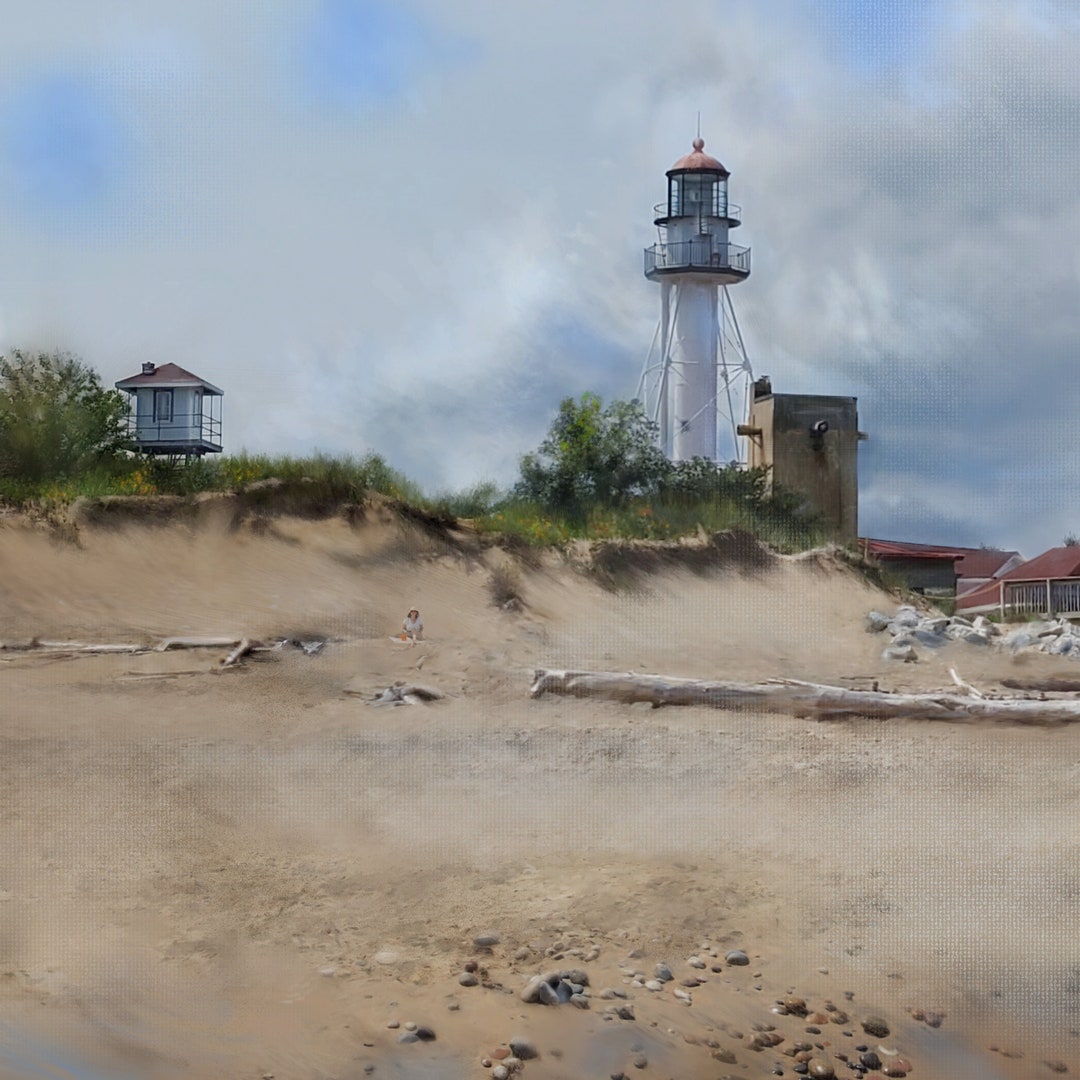 Michigan Lighthouse Art, Whitefish Point Lighthouse at Whitefish Point ...
