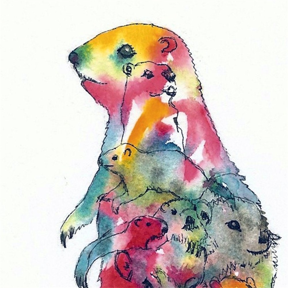 Ground Hog Art Groundhog Art Watercolor Print 5 X 7 - Etsy