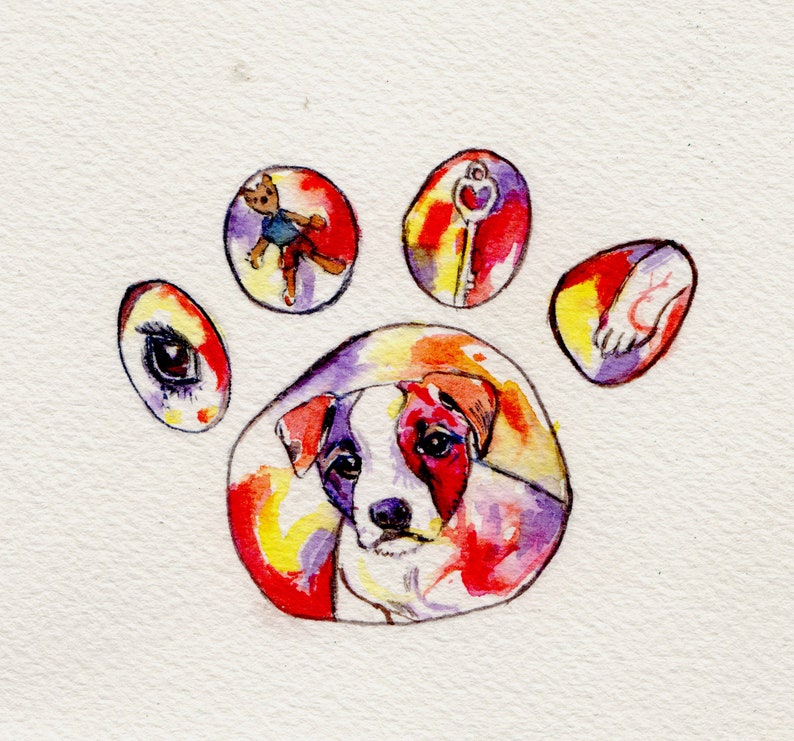 Custom Pet Paw Portrait Watercolor Painting Pet Memorial Art - Etsy