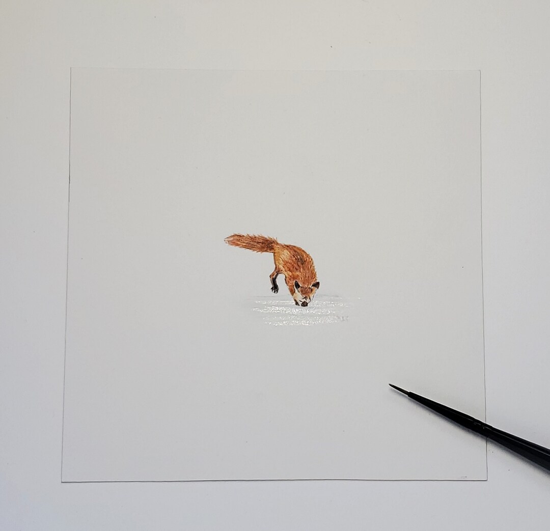Red Fox Original Miniature Painting Collectible Micro - Etsy