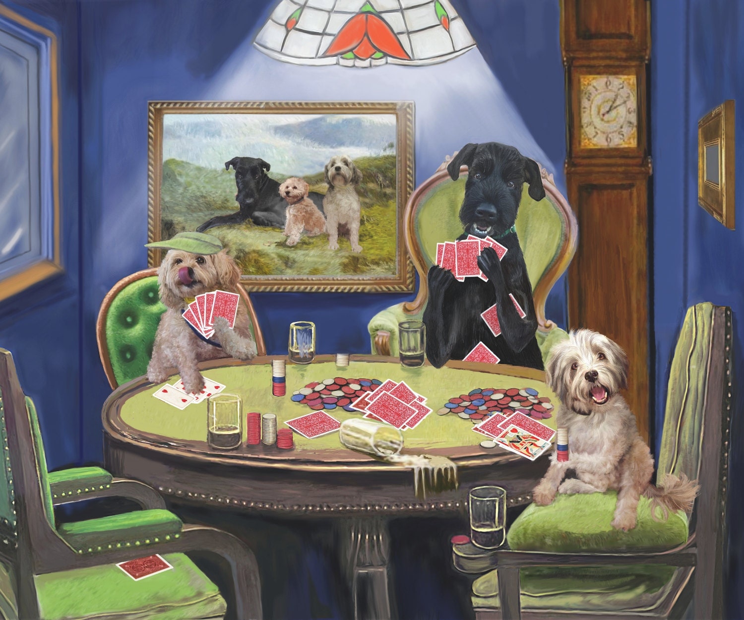 Poker Dogs Custom Pet Portrait Digital Painting on Canvas Dog - Etsy.de