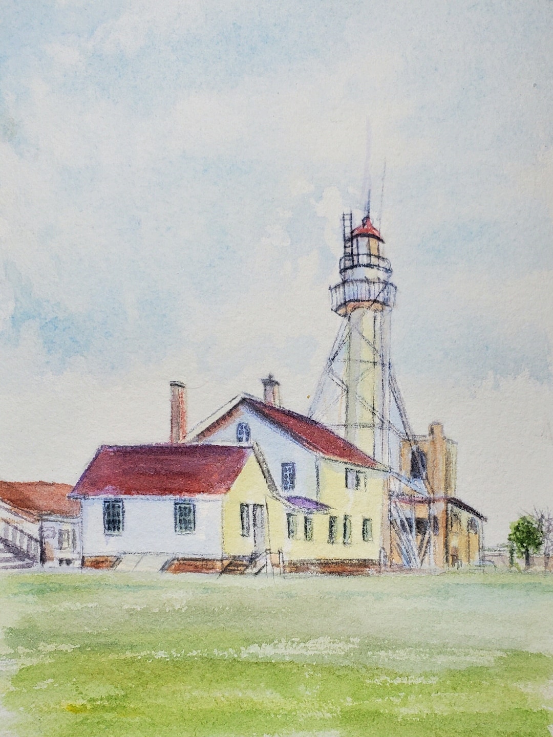 Michigan Lighthouse Art, Whitefish Point Lighthouse at Whitefish Point ...