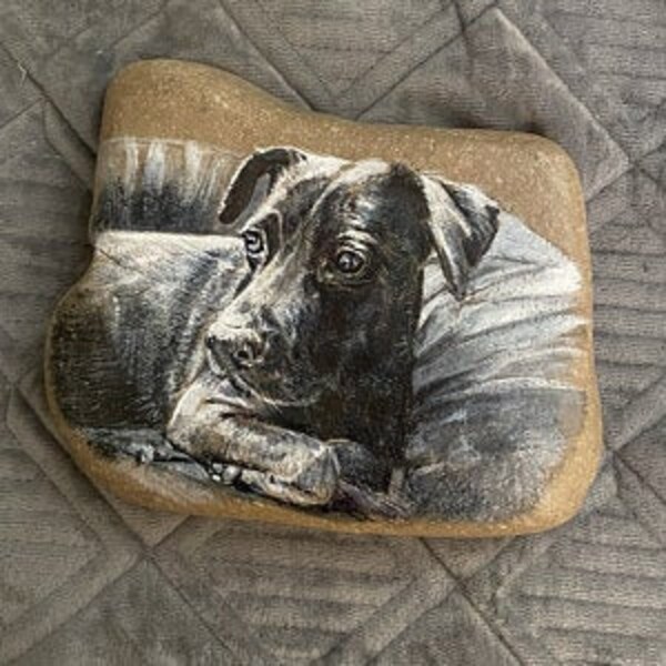 Dog Painting on Rock - Etsy