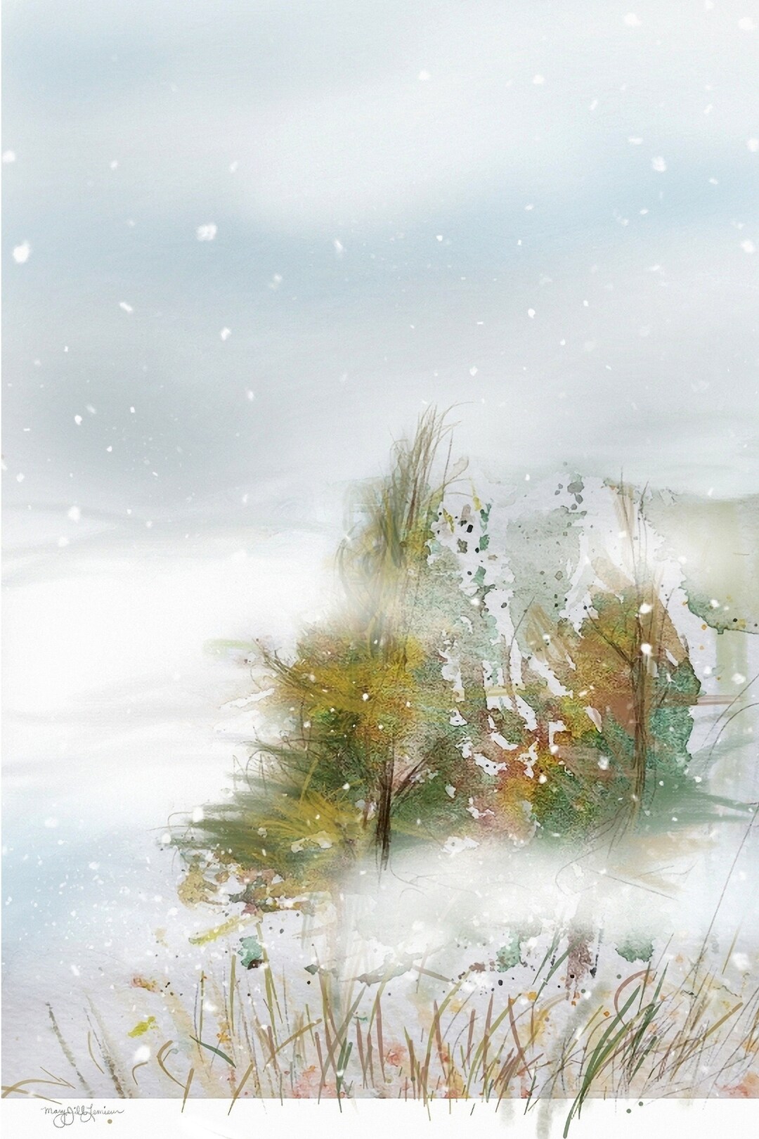 Foggy Michigan Swamp Artwork, Cedar Trees in Fog and Snow Hand Painted ...