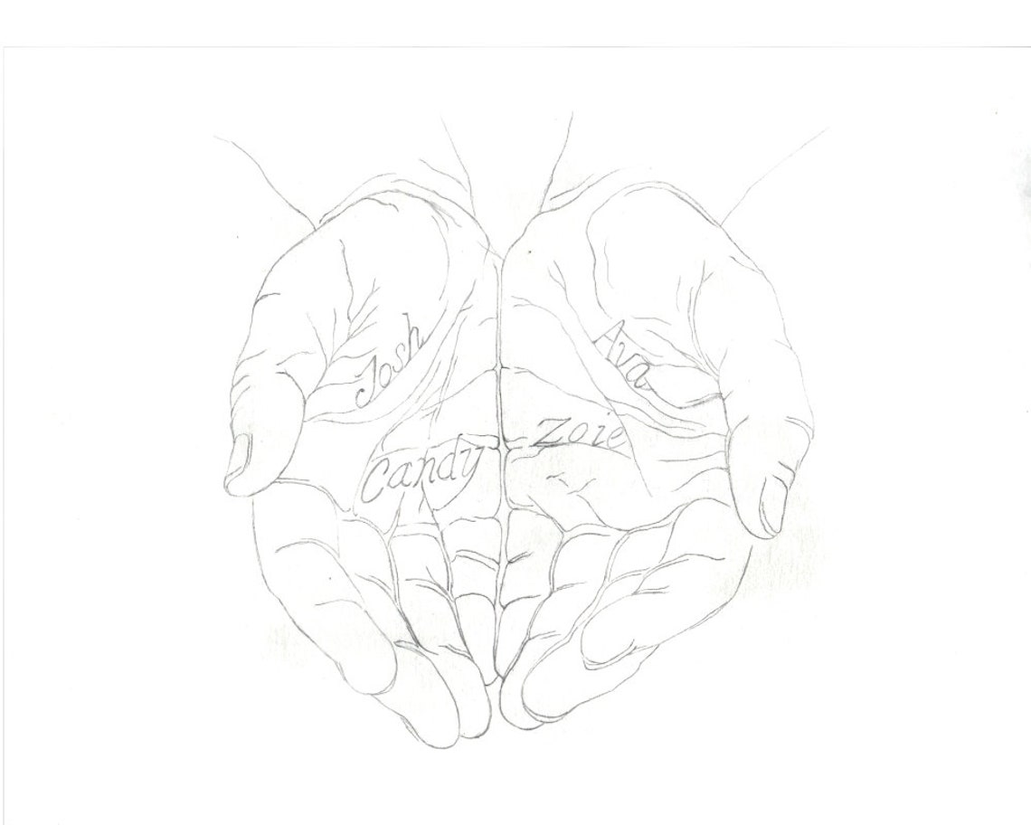 Hands of God Custom Pencil Drawing Original Art With Names - Etsy