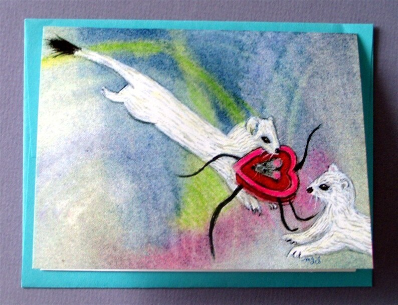 Weasel Card Ferret Note Card Greeting Card Romantic | Etsy