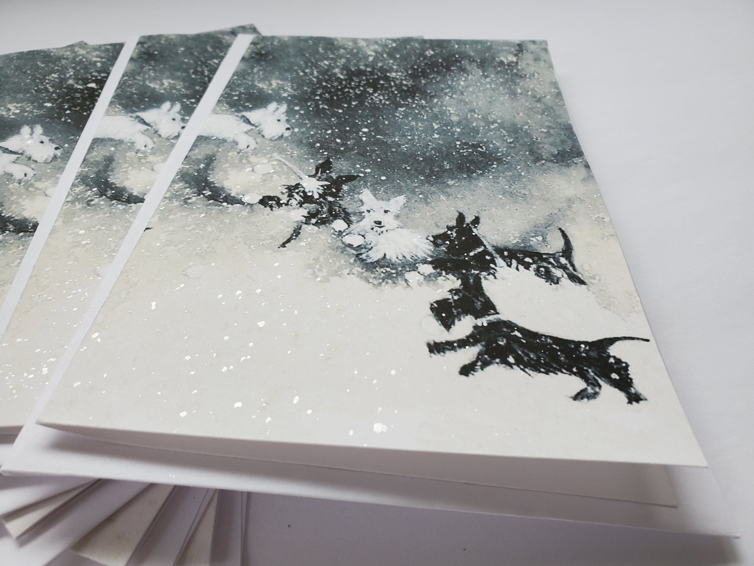Scottish Terrier Greeting Cards, Scotties and Westies Snowball Fight ...