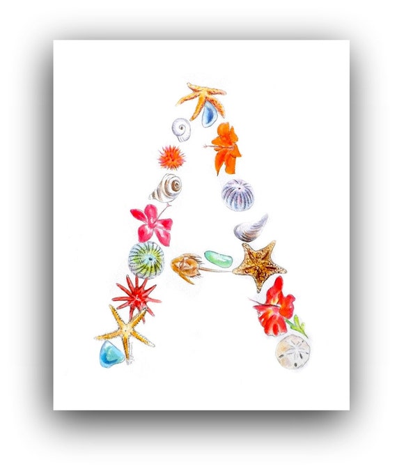 Custom Initial Art Custom Name Art Letter Watercolor Painting | Etsy