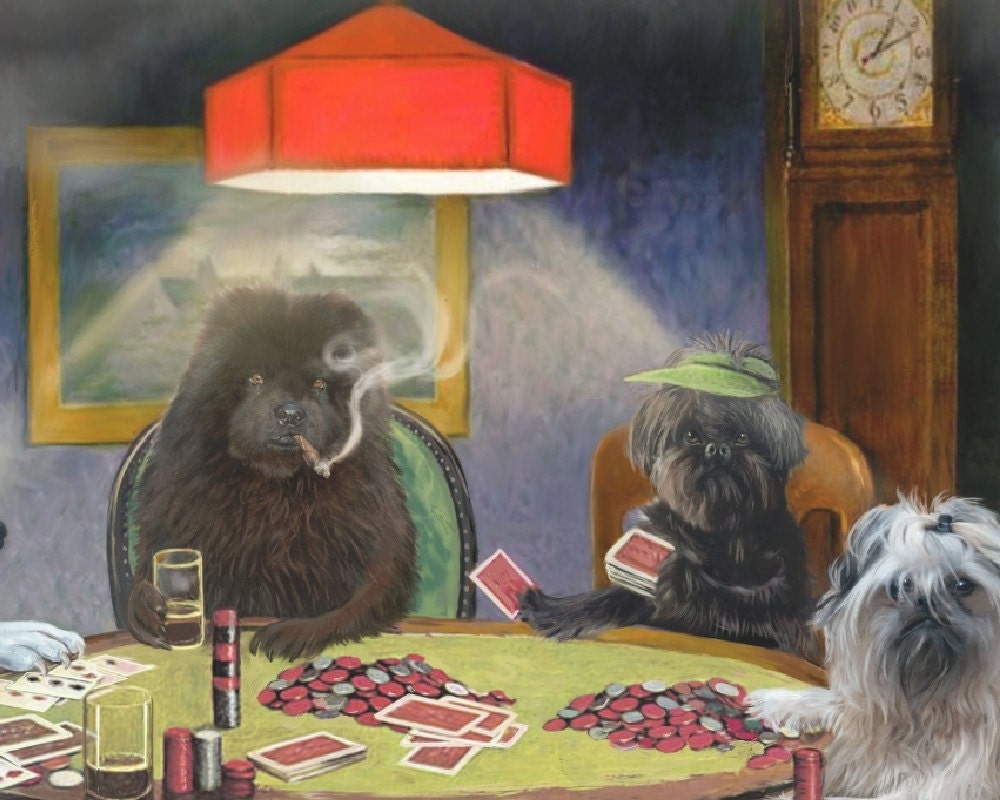 Poker Dogs Custom Pet Portrait Digital Painting on Canvas Dog - Etsy