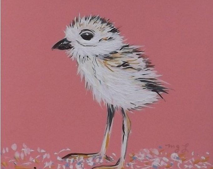 Tiny Plover Art = Piping Plover Miniature Original Painting on Paint ...