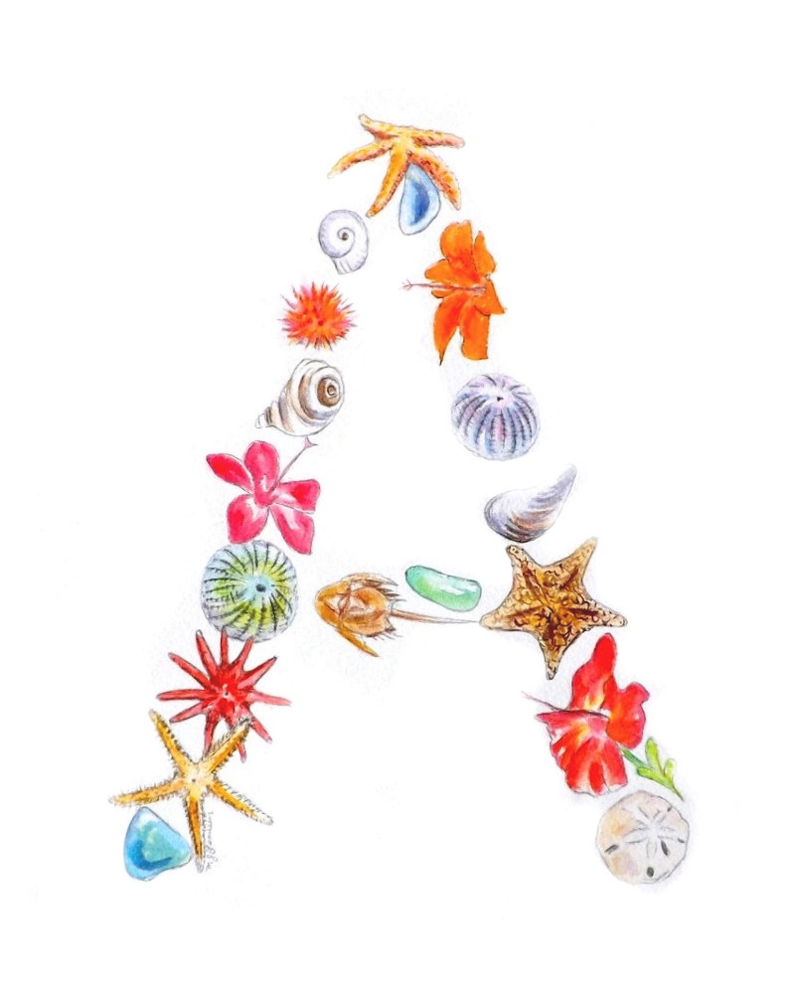 Custom Initial art Custom Name Art Letter Watercolor Painting | Etsy