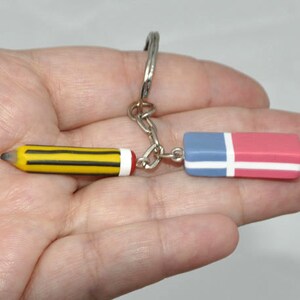 Keychain Eraser and Pencil, Back to School Stationary Gift Idea - Etsy