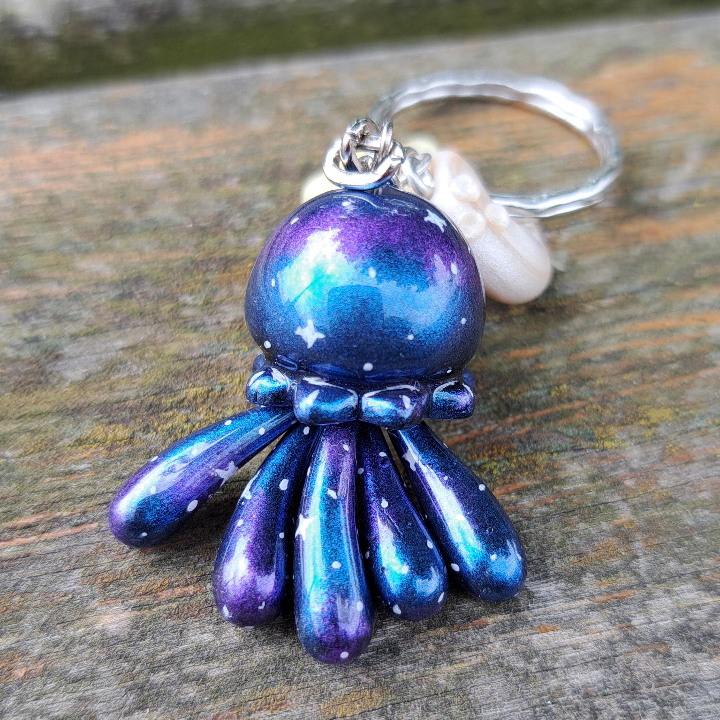 Galaxy Jellyfish Keychain With Star and Moon Charms - Etsy