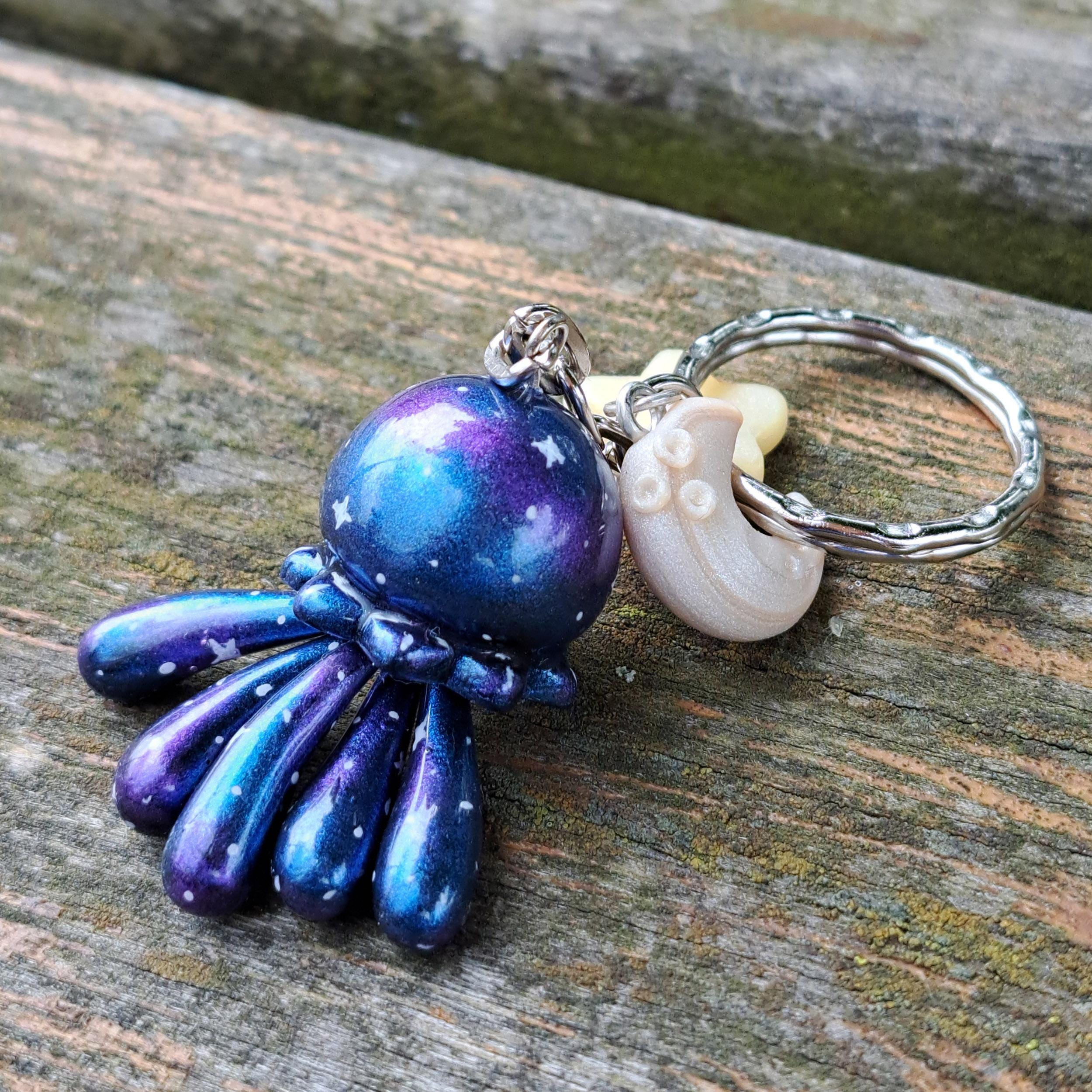 Galaxy Jellyfish Keychain With Star and Moon Charms - Etsy