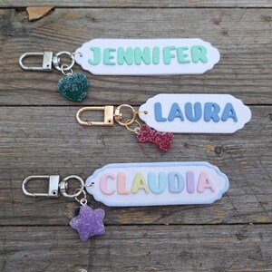 Personalized Name Tag Keychain With Candy Charm - Etsy