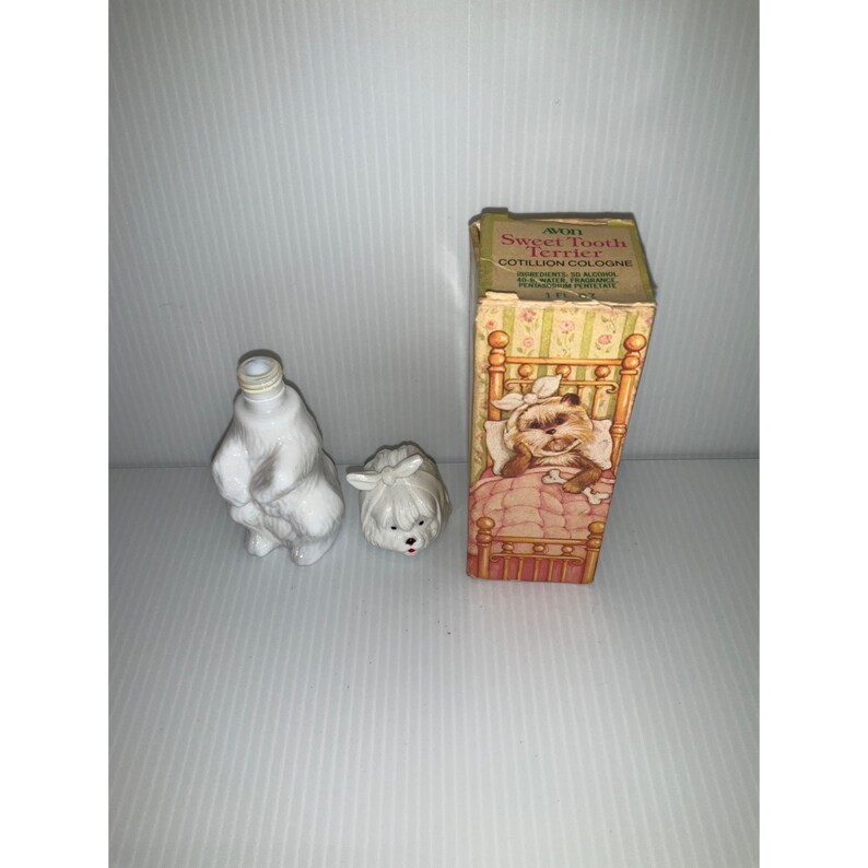 Vintage Avon Sweet Tooth Terrier Dog Figural Milk Glass Cotillion ...