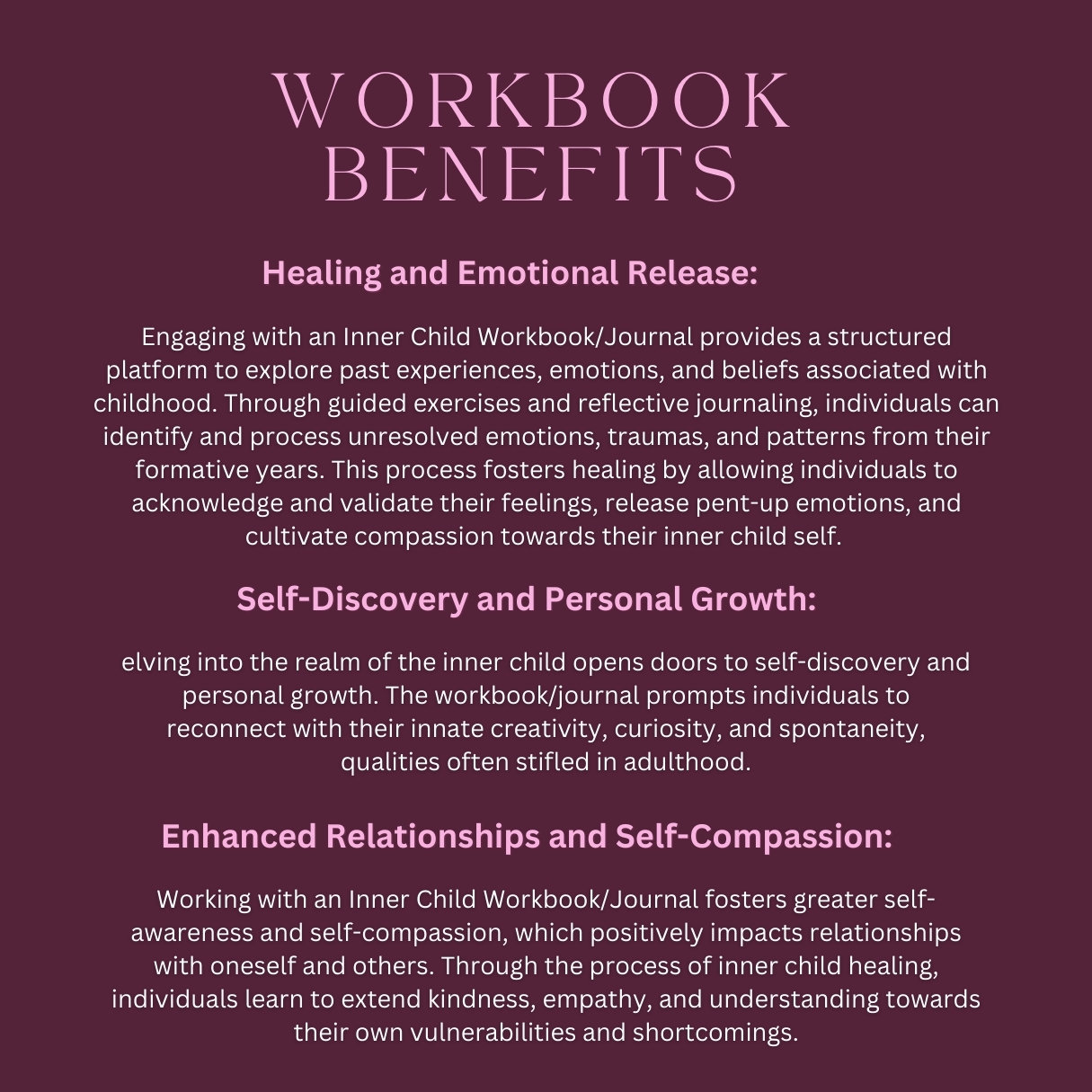 Inner Child Healing Journal and Workbook- Self Development Workbook ...