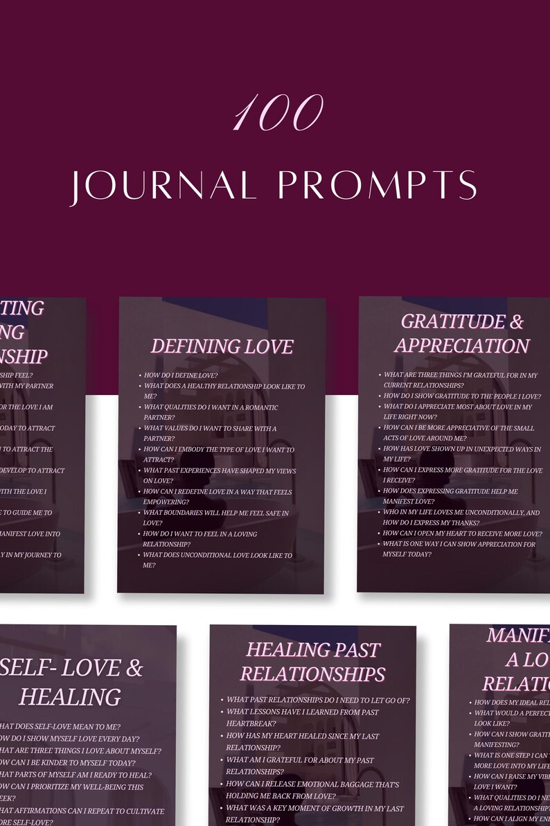 Manifest Love: 100 Journal Prompts to Manifest Love, Manifestation ...