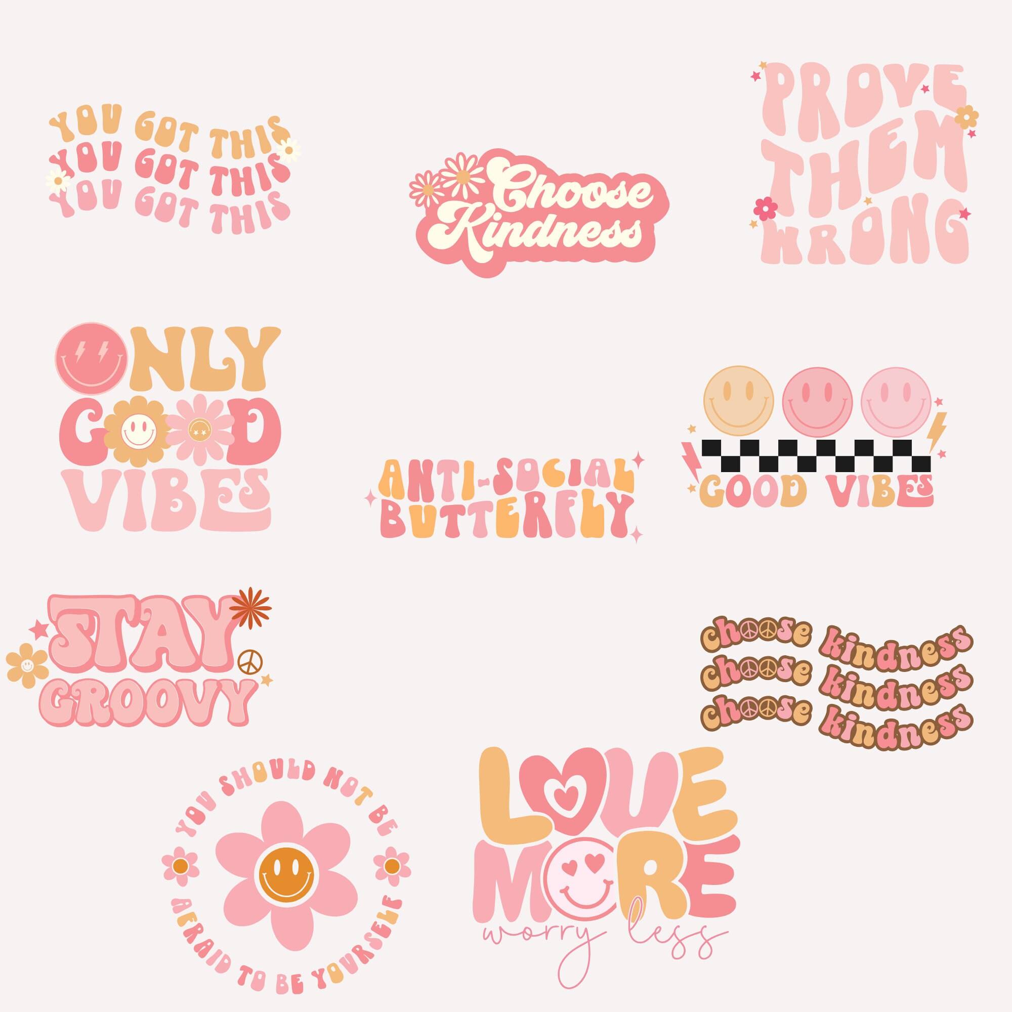 Retro Boho SVG Designs: 39 Print-on-demand Graphics (digital Download ...
