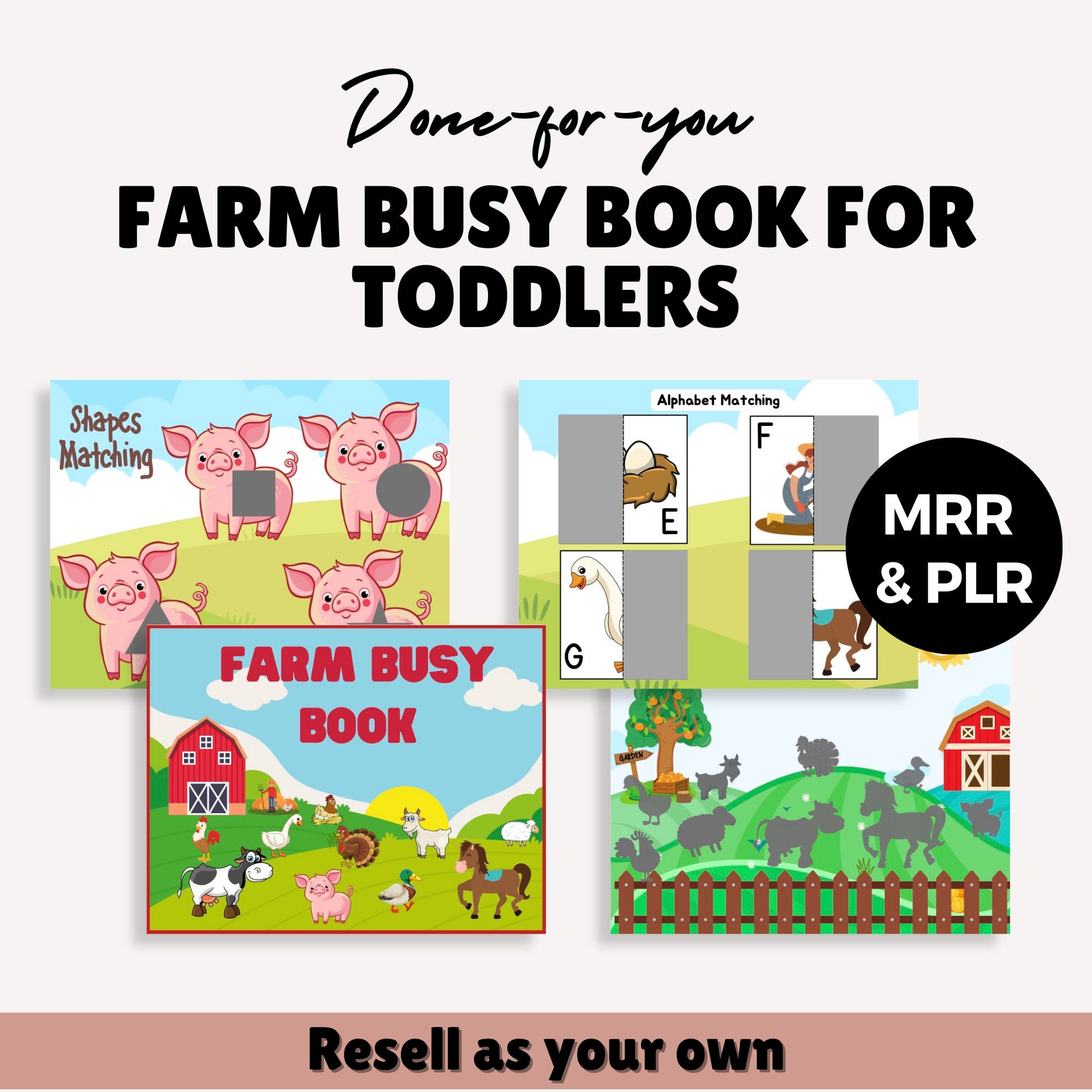 Master Resell Rights Busy Book for Kids. Farm Activities for Kids With MRR - Etsy Canada