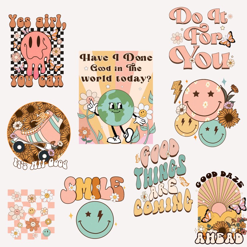 Retro Boho SVG Designs: 39 Print-on-demand Graphics (digital Download ...