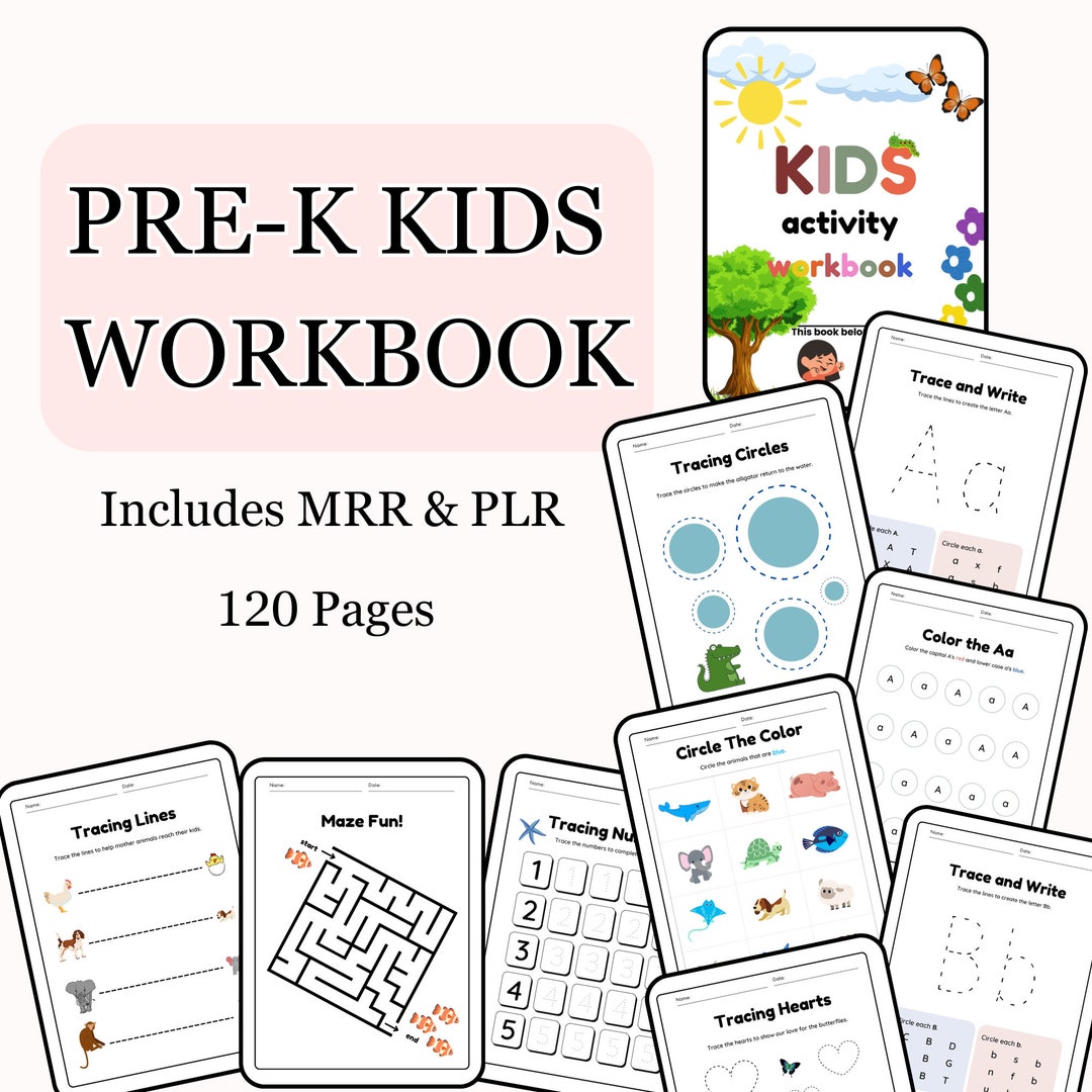 Pre-k Kids Activity Workbook: 120 Pages (MRR + PLR) - Etsy