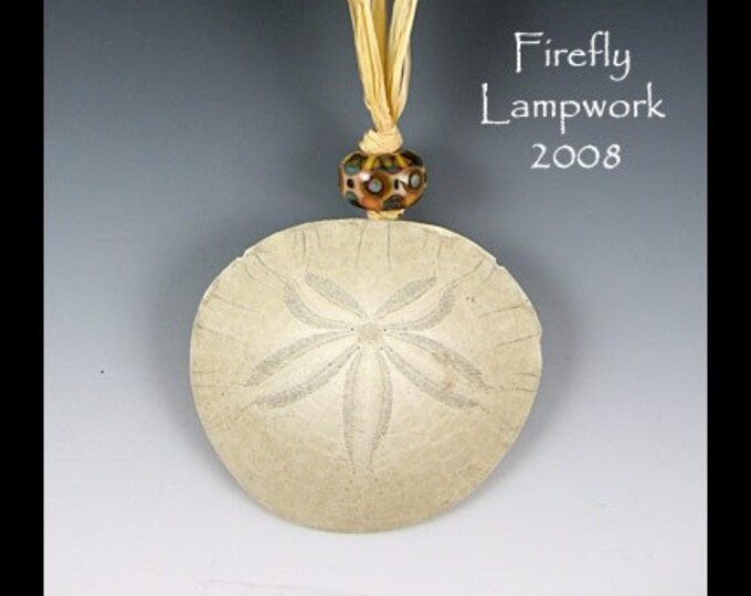 Sand Dollar Bead Ornament - Glass Lampwork Bead and Real Shell ...
