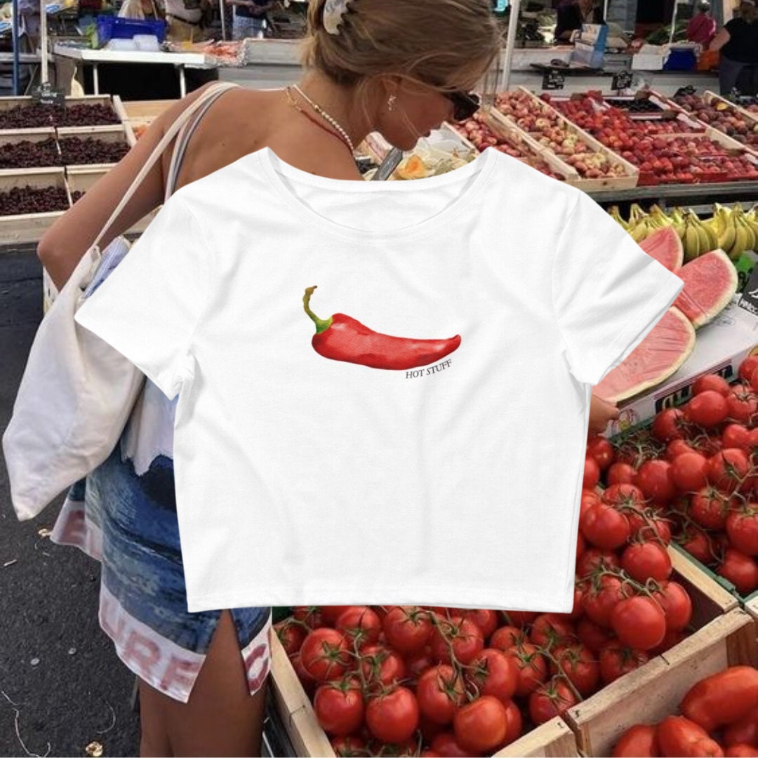Hot Stuff Chilli Pepper Shirt Baby Tee, Chilli Pepper, 90s Baby Tee ...