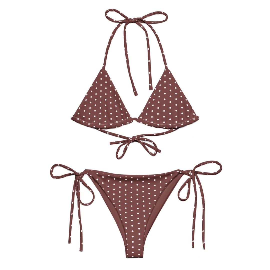 Chocolate Polka Dots Bikini Printed Bikini 90s 80s, Triangle Bikini - Etsy