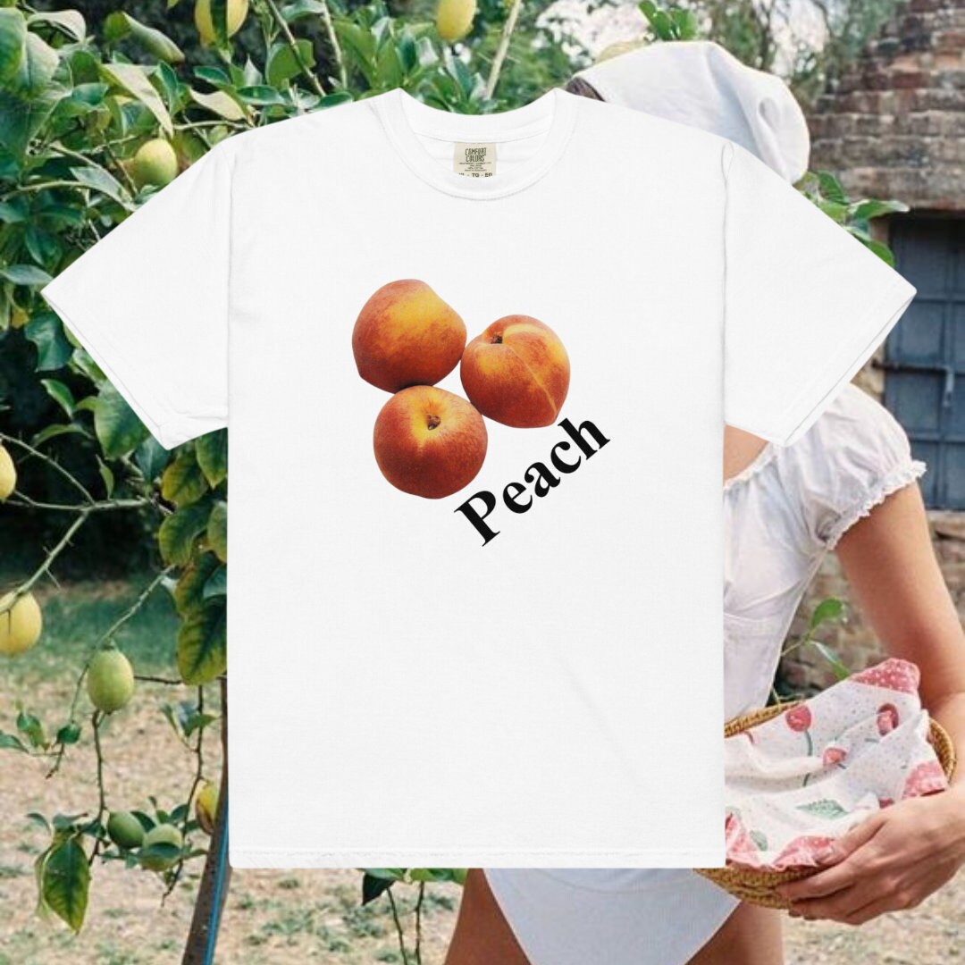 Peach Tshirt, Oversized Vintage Tee Peach Print Shirt, Retro Vintage ...