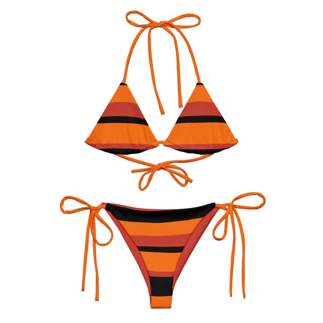 Burnt Orange Triangle Bikini, Multicolor Striped Bikini - Etsy