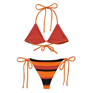 Burnt Orange Triangle Bikini, Multicolor Striped Bikini - Etsy