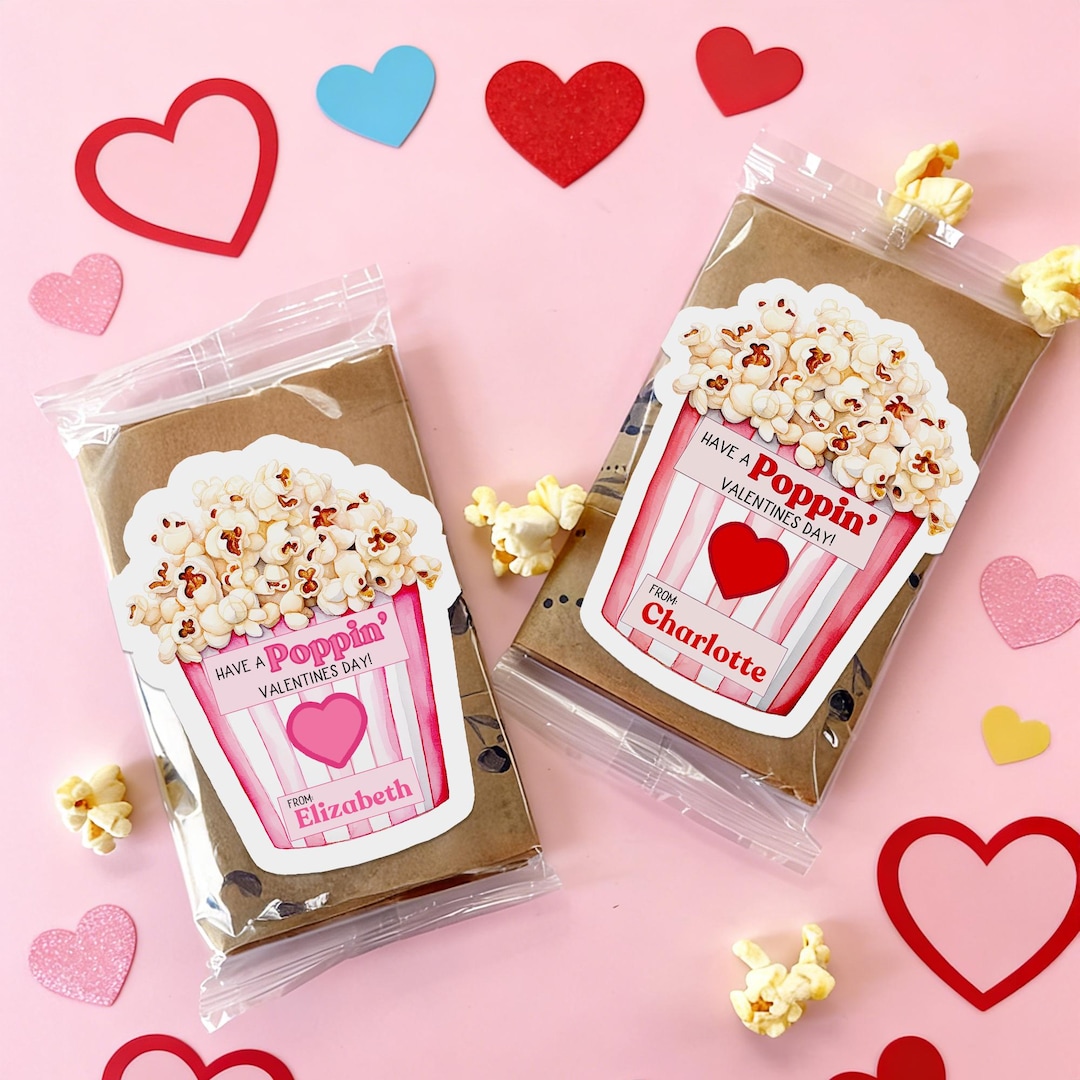 Personalized Have A Poppin Valentines Day Waterproof Stickers With Name ...