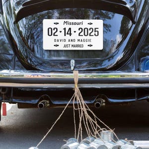 Personalized Just Married Car License Plate With Name Custom Wedding ...