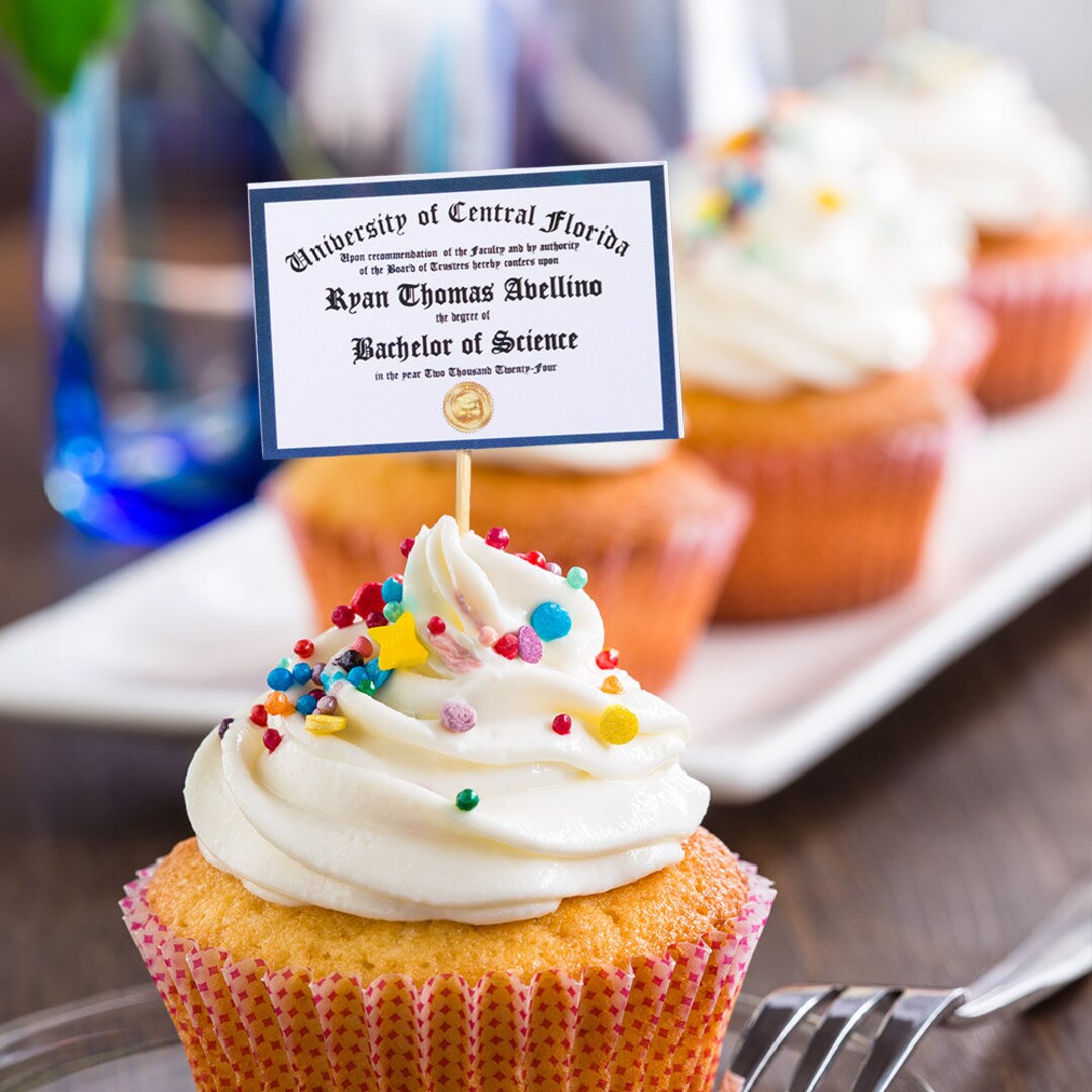 Personalized Graduation Cupcake （set of 12） Toppers,custom Diplomas ...