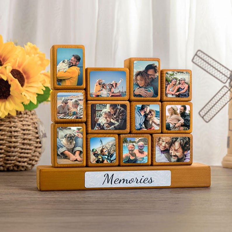 Stacking Photo Blocks Set Photo Gift Wooden Photo Block Set - Family - Etsy