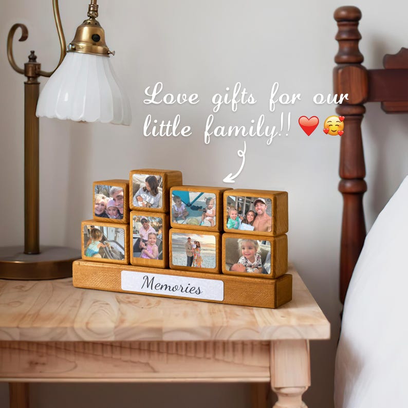 Stacking Photo Blocks Set Photo Gift Wooden Photo Block Set - Family - Etsy