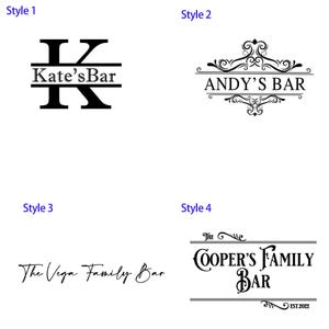 Personalized Name Minimalist Black Square Bar Mat, Custom Waterproof ...