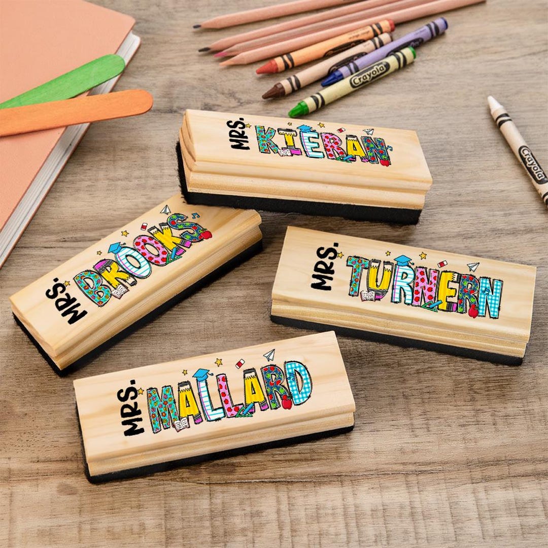 Personalized Whiteboard Eraser Gift Set - Markers, and Wooden Eraser ...