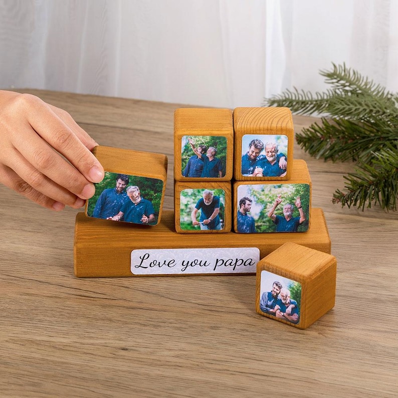 Stacking Photo Blocks Set Photo Gift Wooden Photo Block Set - Family - Etsy