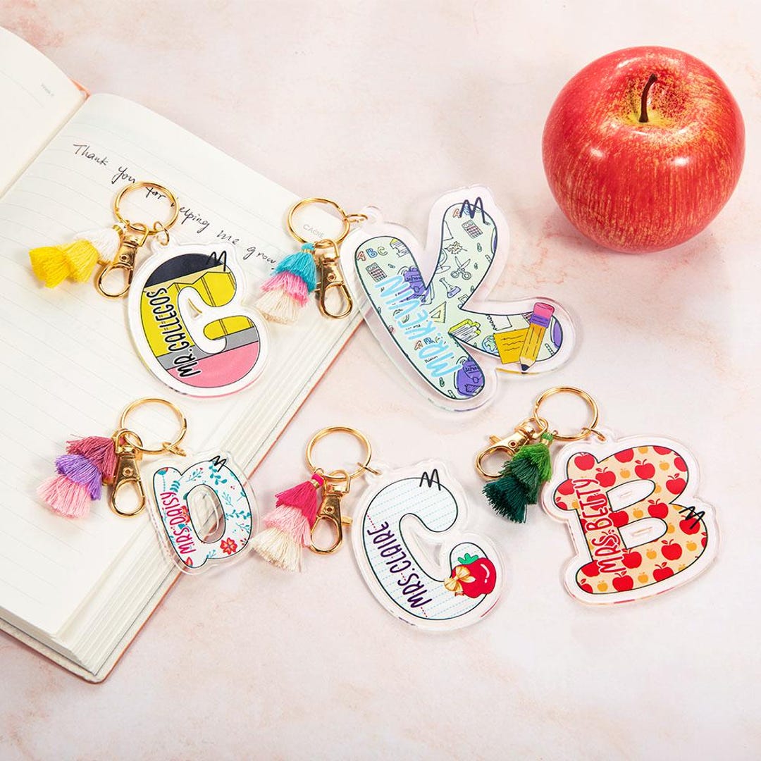 Custom Teacher Pencil Keychain, Teacher Name Keychain, Teacher ...